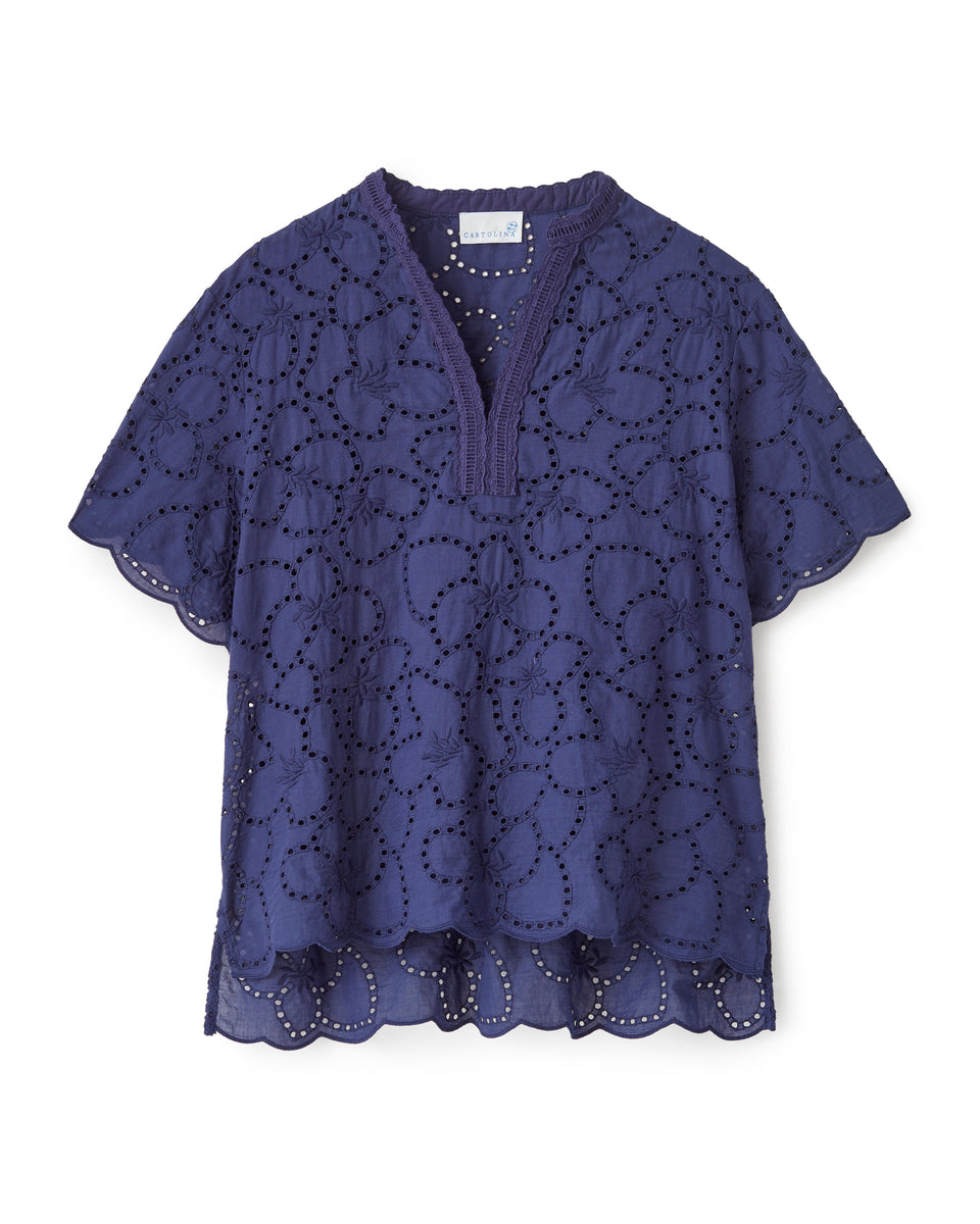 Daisy Short Sleeve Top-Midnight Blue – Cartolina